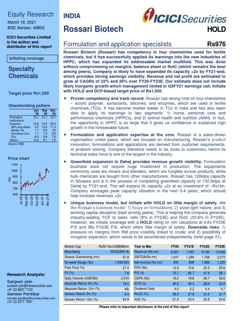Rossari Biotech IC Mar21 | PDF | Silicone | Surfactant