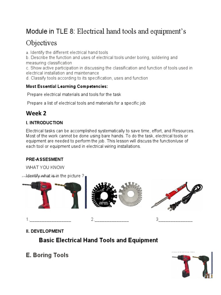 Module in TLE 8 Week 2 Q4 | PDF | Sheet Metal | Wire