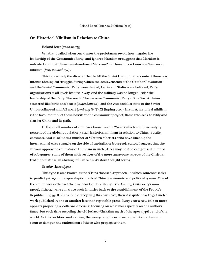 2021 Historical Nihilism | PDF | Communism | Communist Party Of The ...