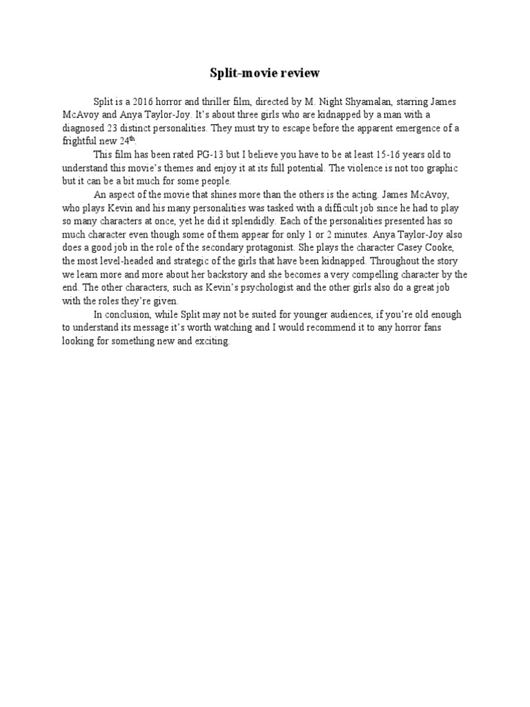 Split-Movie Review | PDF
