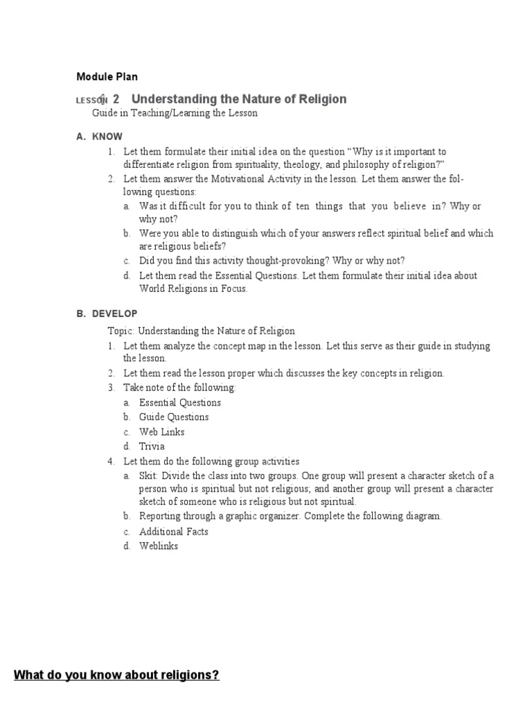 2 Understanding The Nature of Religion: Module Plan | PDF | Anatolia ...