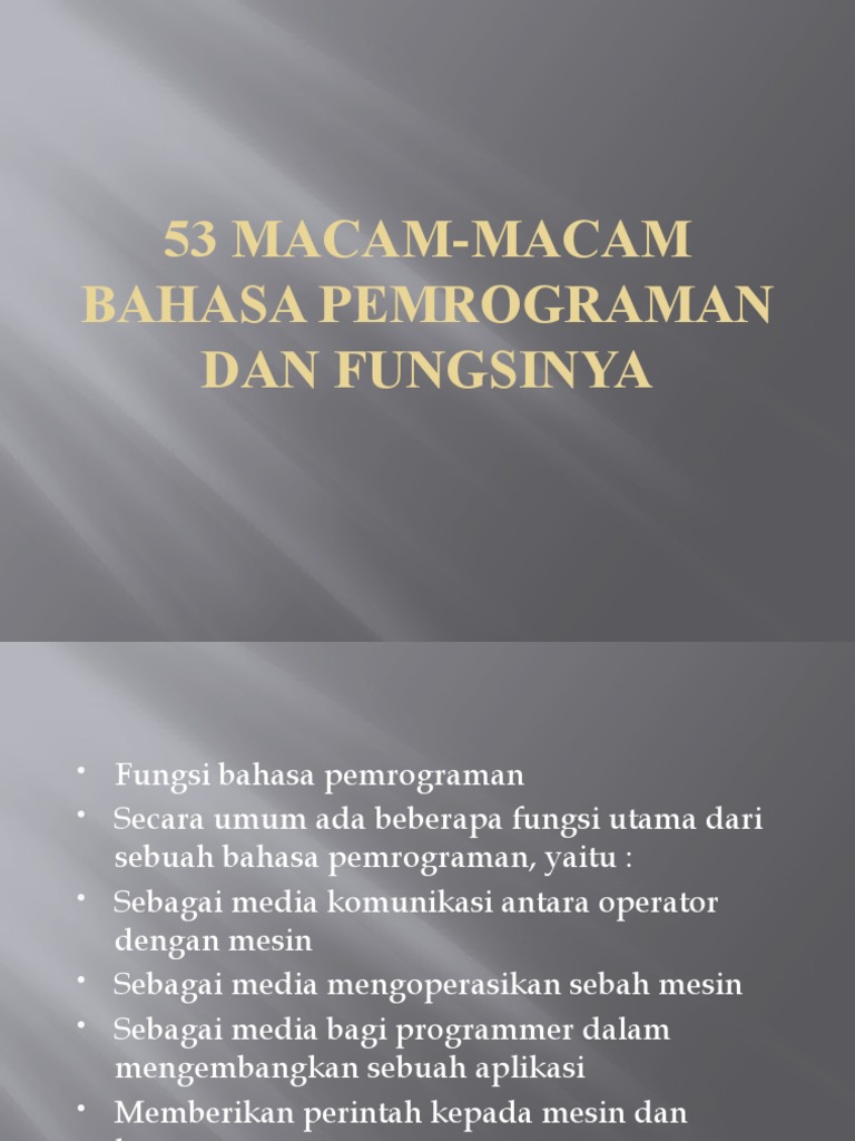 53 Macam-Macam Bahasa Pemrograman Dan Fungsinya | PDF