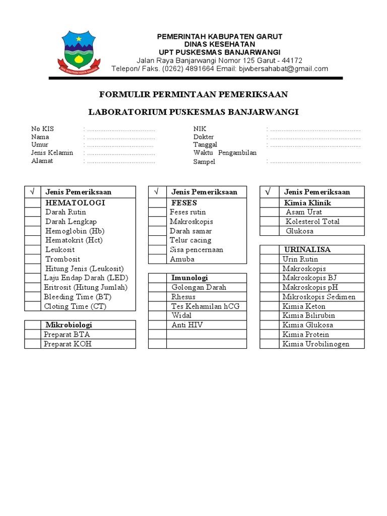 f2 Formulir Permintaan Rujukan Pemeriksaan | PDF