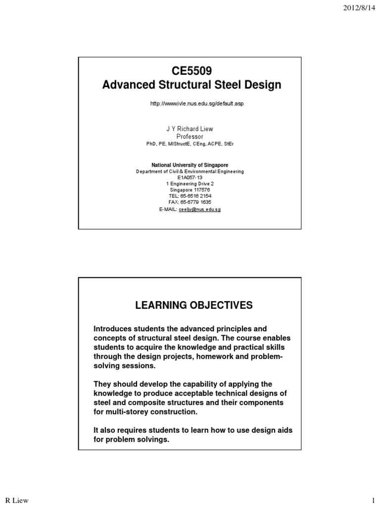 Advanced Structural Steel Design Syllabus: An Overview of Professor ...