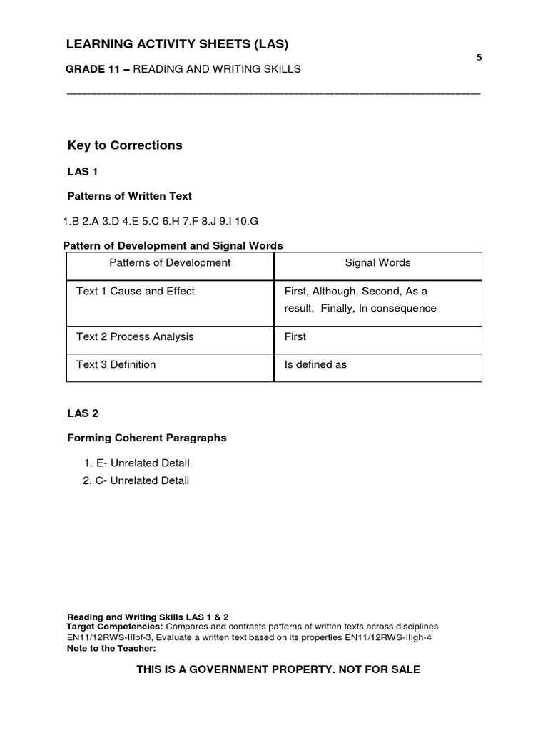 Grade 11 Reading & Writing Guide | PDF
