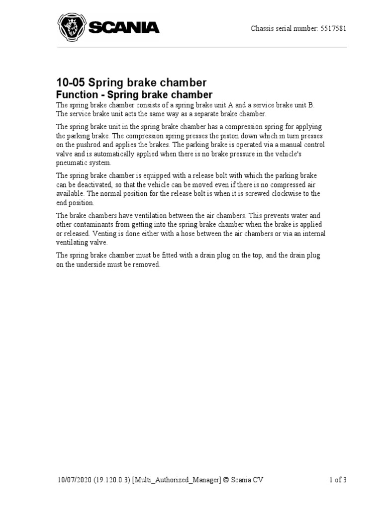 Function - Spring Brake Chamber | PDF | Brake | Motor Vehicle