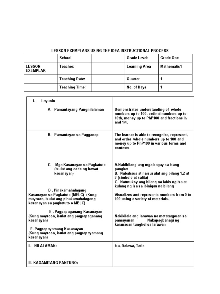 Sample Lesson Exemplar | PDF