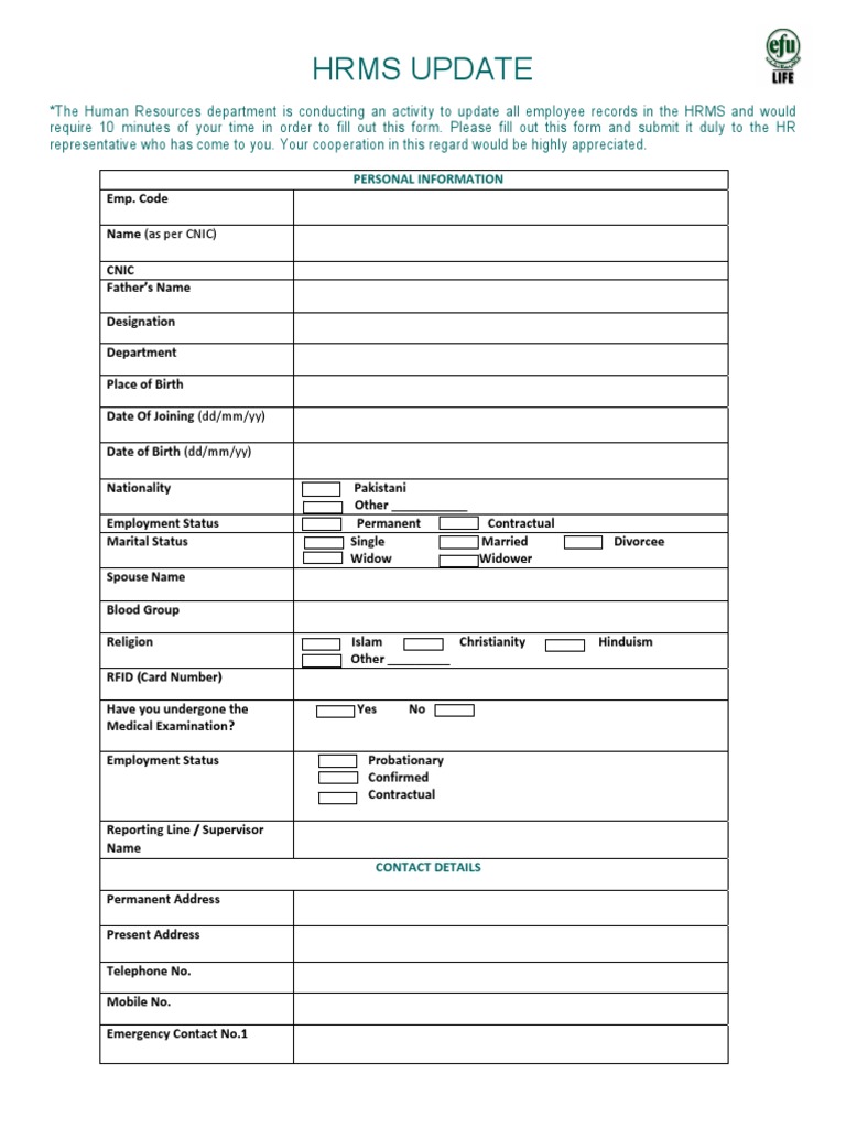 Hrms Update: Personal Information | PDF | Human Resource Management ...