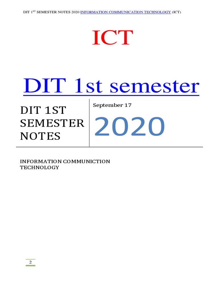 Information and Communication Technology NOTES DIT Peshawar | PDF ...