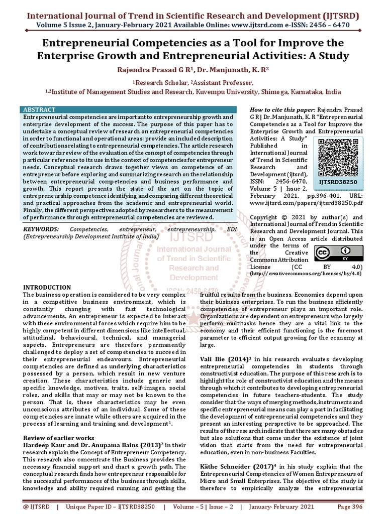 Entrepreneurial Competencies As A Tool For Improve The Enterprise ...