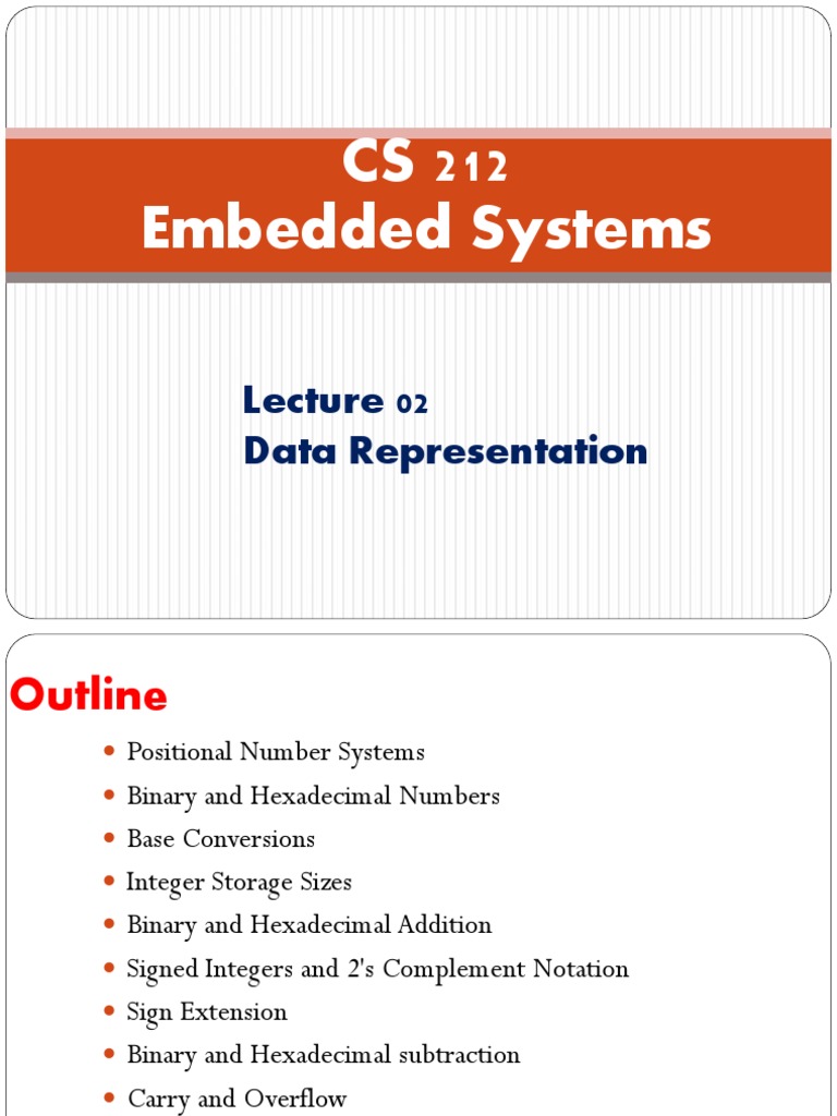 Cs 212 Embedded Systems Data Representation Pdf Integer Computer Science Character Encoding