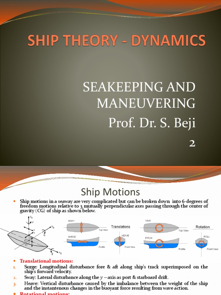 Seakeeping and Maneuvering Prof. Dr. S. Beji 2 | PDF | Rotation Around ...