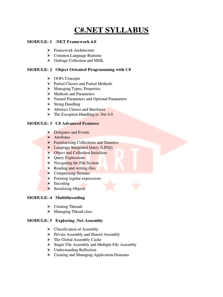Syllabus Pdf C Sharp Programming Language Language Integrated Query