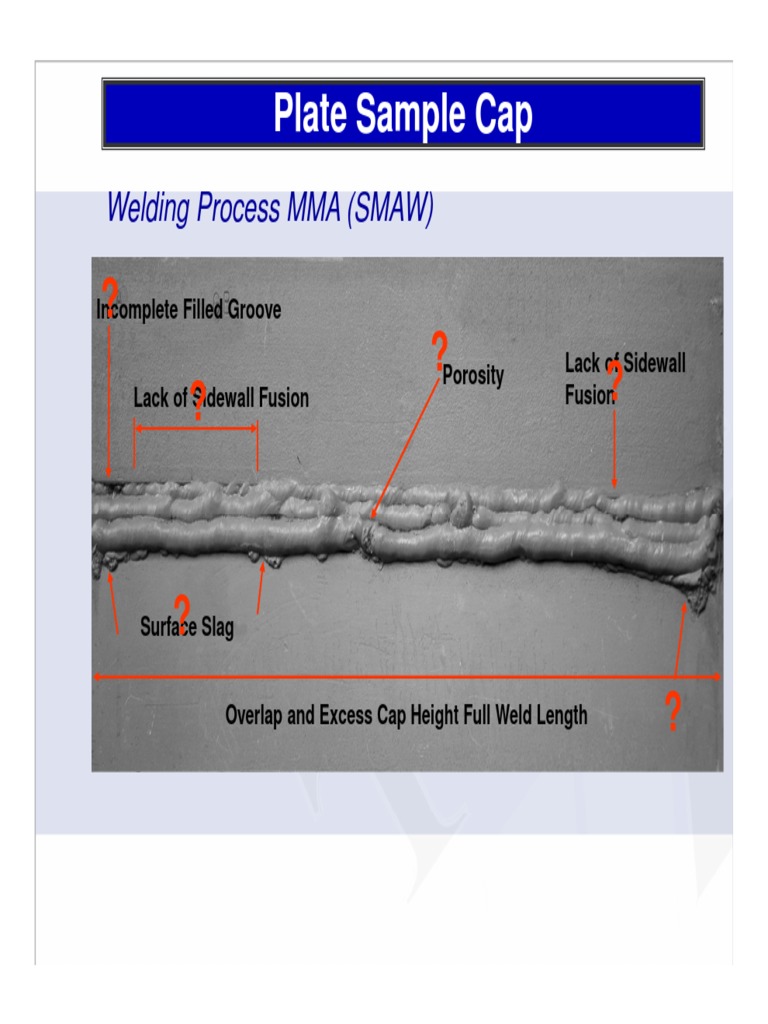 Plate Sample Cap: Welding Process MMA (SMAW) | PDF | Welding | Construction