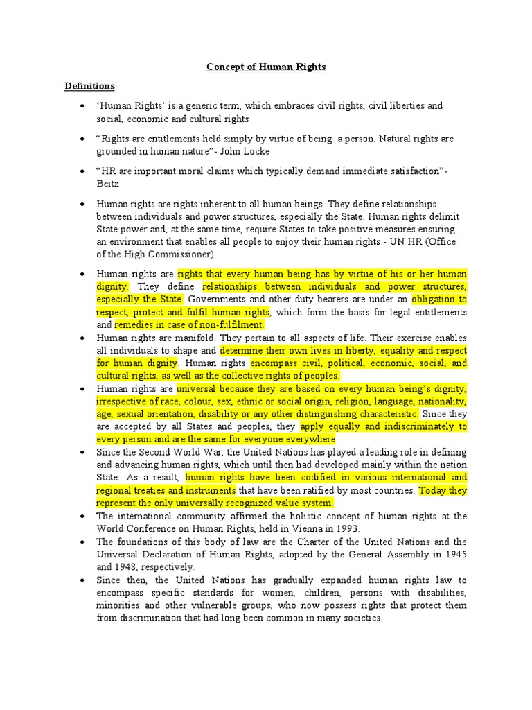 Concept of Human Rights | PDF | Human Rights | Rights