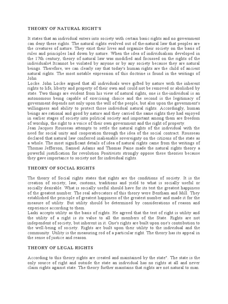Theory of Natural Right'S | PDF | Rights | State (Polity)