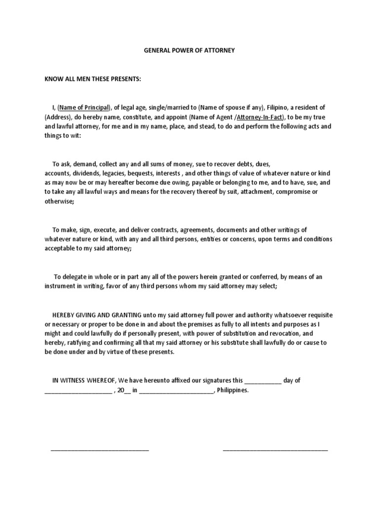 General Power of Attorney | PDF | Power Of Attorney | Private Law