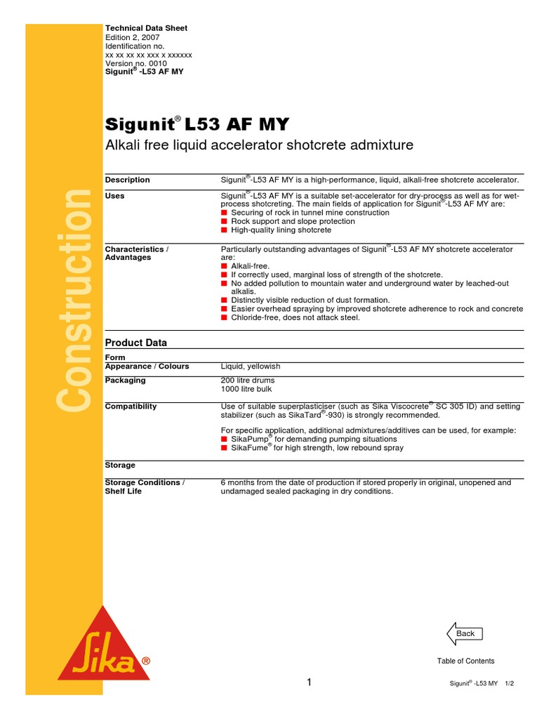 Sigunit L53 AF MY | PDF | Cement | Dose (Biochemistry)