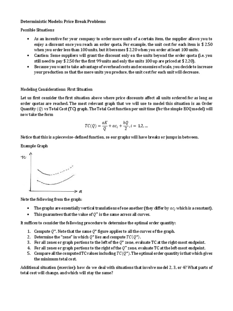Deterministic Models: Price Break Problems | PDF | Teaching Mathematics ...
