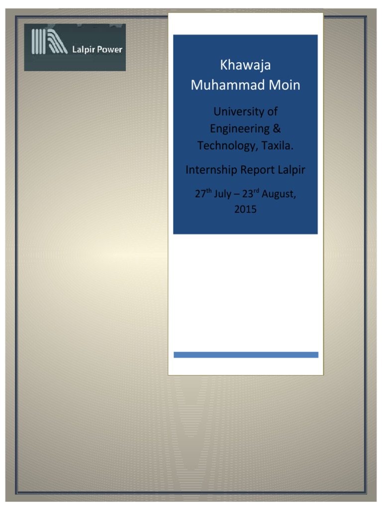 Lalpir Thermal Power Plant Internship Report | PDF | Turbine | Boiler