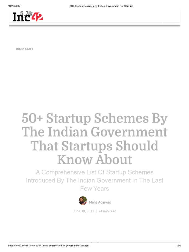 50 Startup Schemes by Indian Government For Startups | PDF | Startup ...