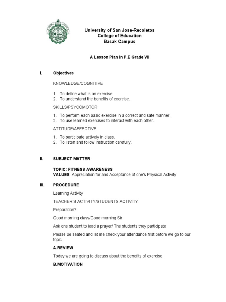 University of San Jose-Recoletos College of Education Basak Campus ...