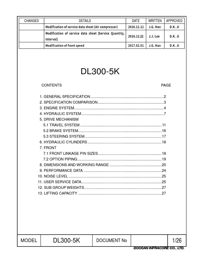 DL300-5K Specification Sheet - 20170201 | PDF | Horsepower | Axle