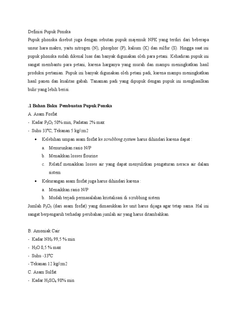 Maksud dan Proses Pembuatan Pupuk Phonska | PDF
