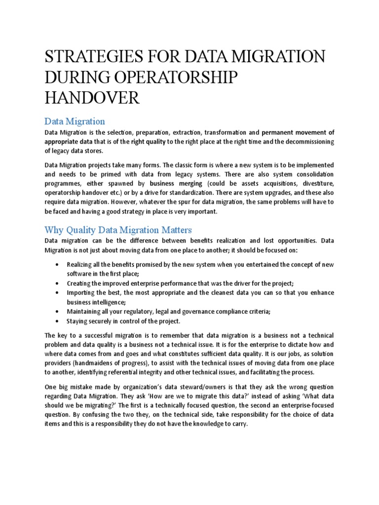 Data Migration for IT Managers | PDF | Mergers And Acquisitions ...