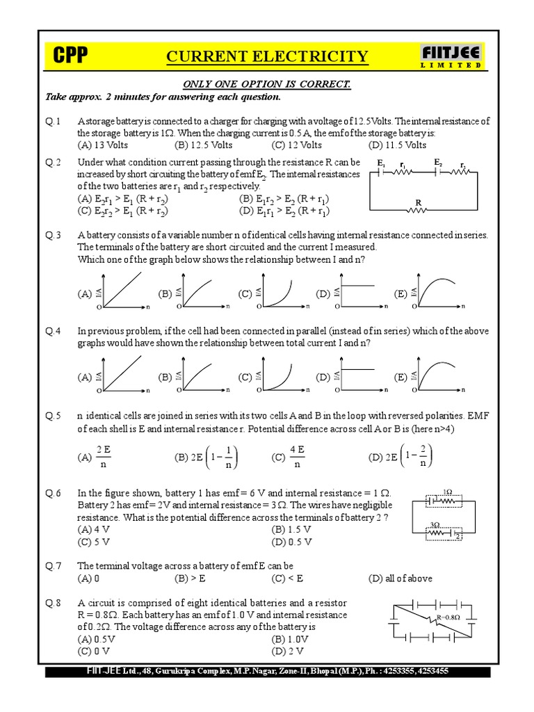 CPP (Current Electricity (OBJ) B. | PDF | Electrical Resistivity And ...