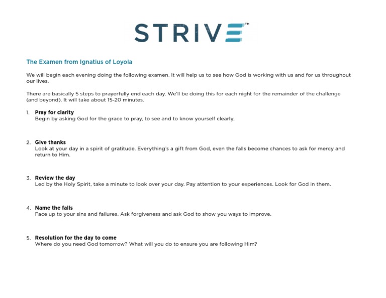 The Examen From Ignatius of Loyola | PDF