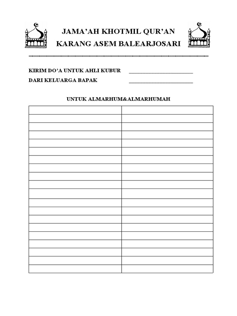 Format Kirim Doa Masjid | PDF