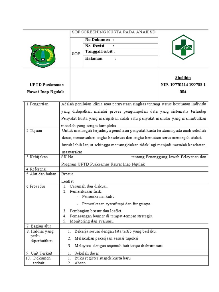 SOP Diagnosis Kusta | PDF