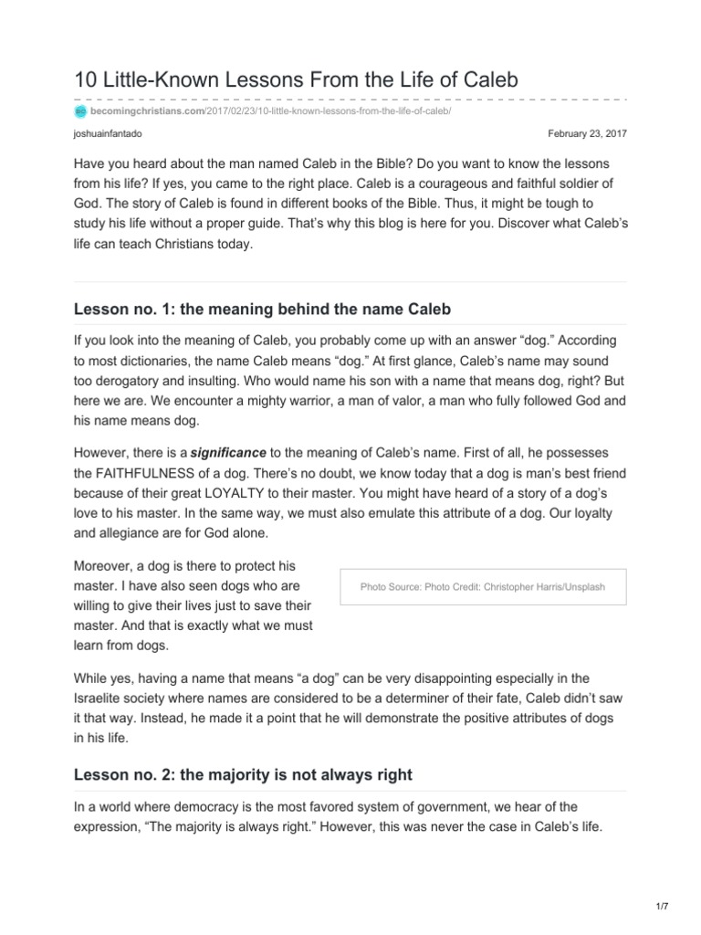 10 Little-Known Lessons From The Life of Caleb | PDF | Joshua | Israelites