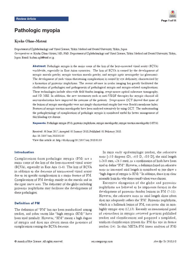 Pathologic Myopia: Kyoko Ohno-Matsui | PDF | Retina | Facial Features