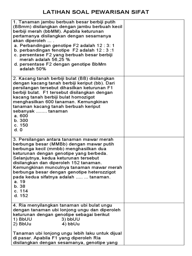 Latihan Soal Pewarisan Sifat | PDF