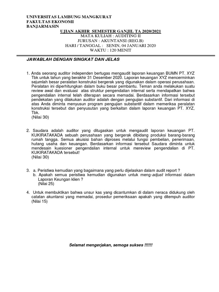 Soal Audit2-2020 | PDF