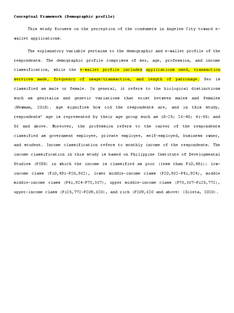 Conceptual Framework (Demographic Profile) | PDF | Social Science