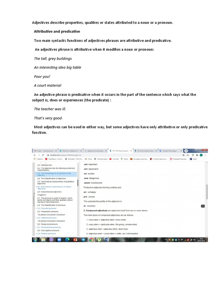Adjectives Describe Properties | PDF