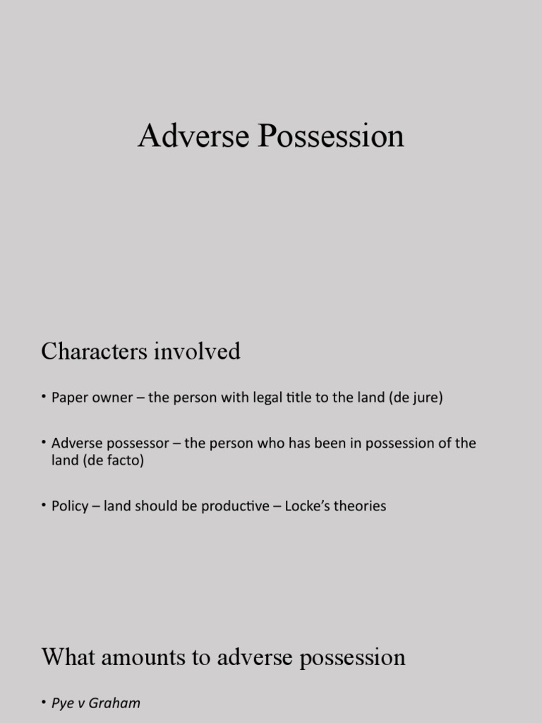 Understanding Adverse Possession Law | PDF | Adverse Possession ...