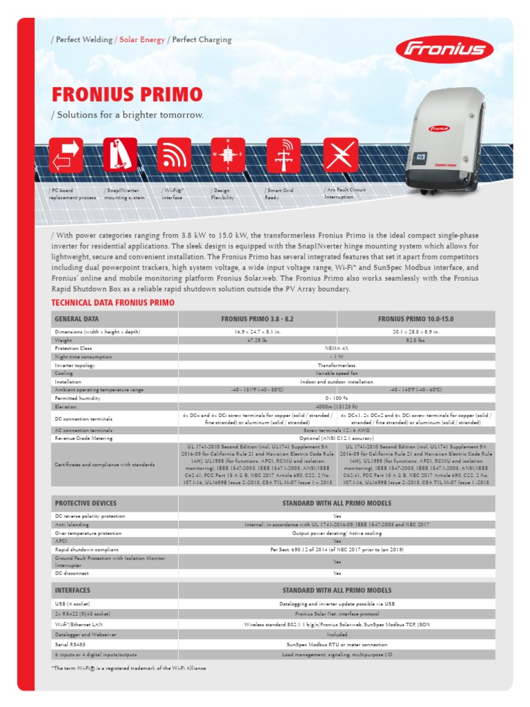 Inversores Fronius Primo | PDF | Power Inverter | Photovoltaics