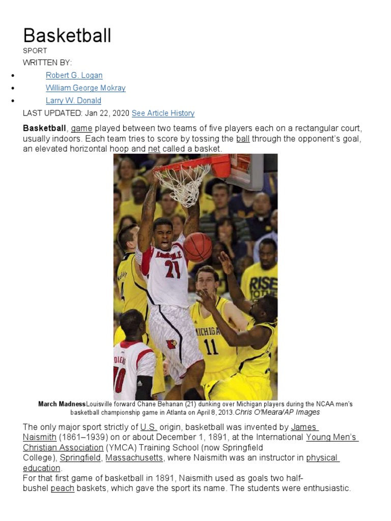 Basketball: Basketball, Game Played Between Two Teams of Five Players ...