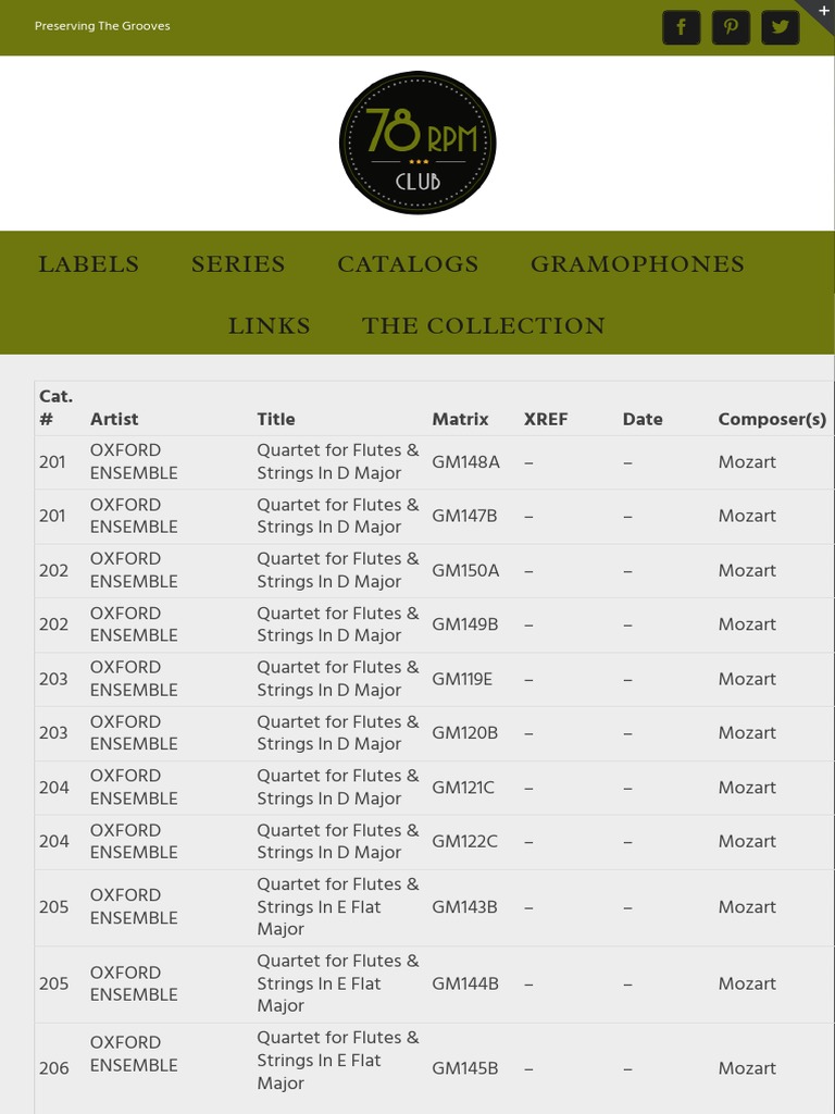 MUSICRAFT RECORDS Series (201 - 597) - The 78 RPM Club | PDF | Quartet ...