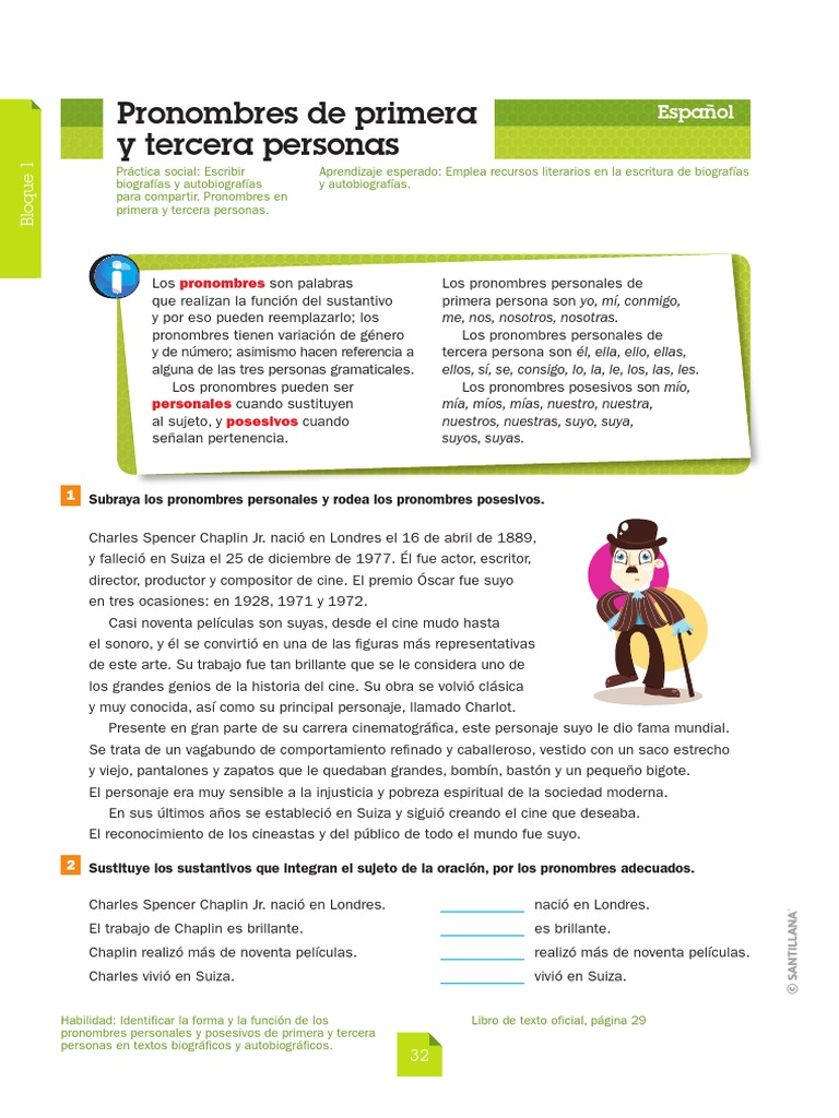 Pronombres de Primera y Tercera Personas | PDF | Charlie Chaplin ...