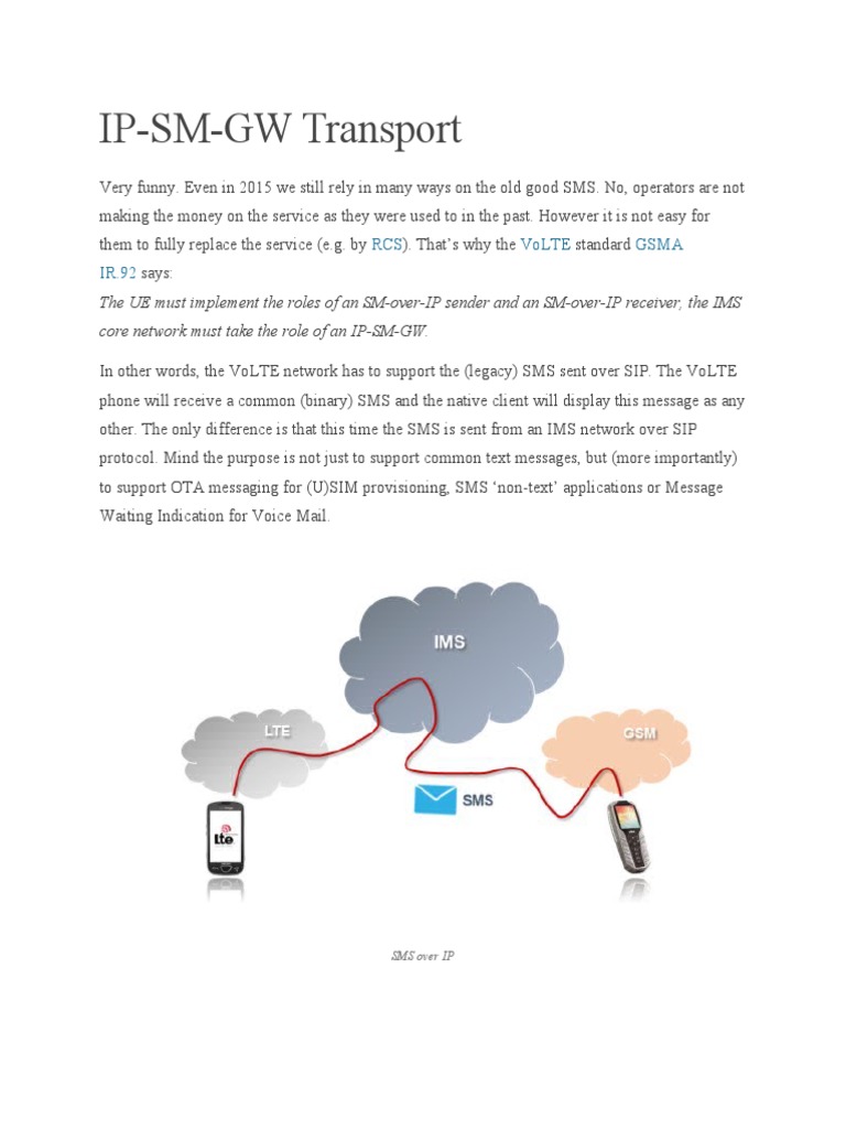 IP-SM-GW Transport: RCS Volte Gsma IR.92 | PDF | Ip Multimedia ...