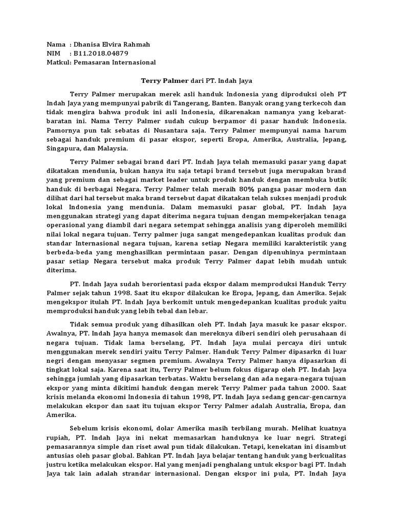 Terry Palmer: Handuk Premium Indonesia | PDF