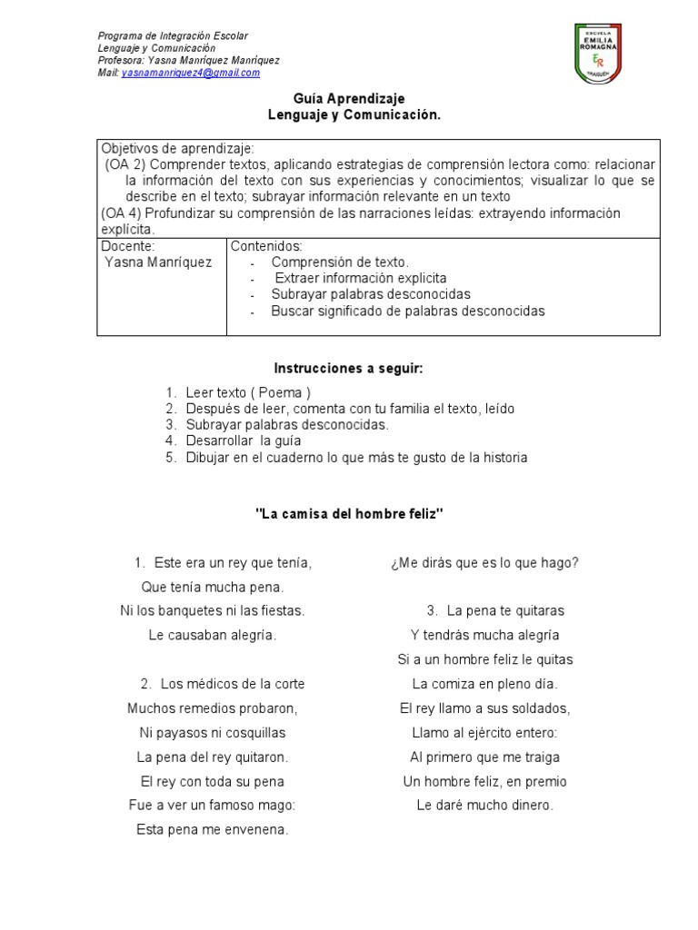 Guia de Aprendizaje POEMAS | PDF