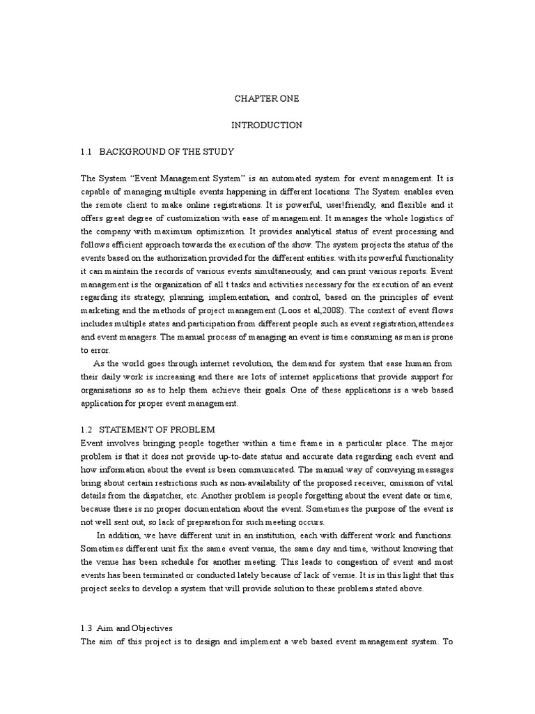 Project Event Management | PDF | System | Internet