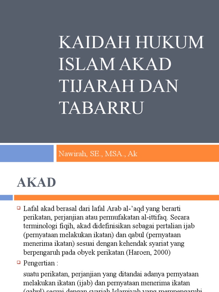 Perbandingan Akad Tijarah dan Tabarru | PDF