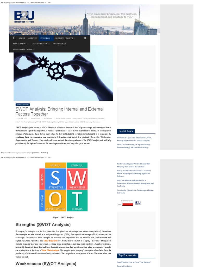 Understanding SWOT and TOWS Matrix | PDF | Swot Analysis | Strategic ...